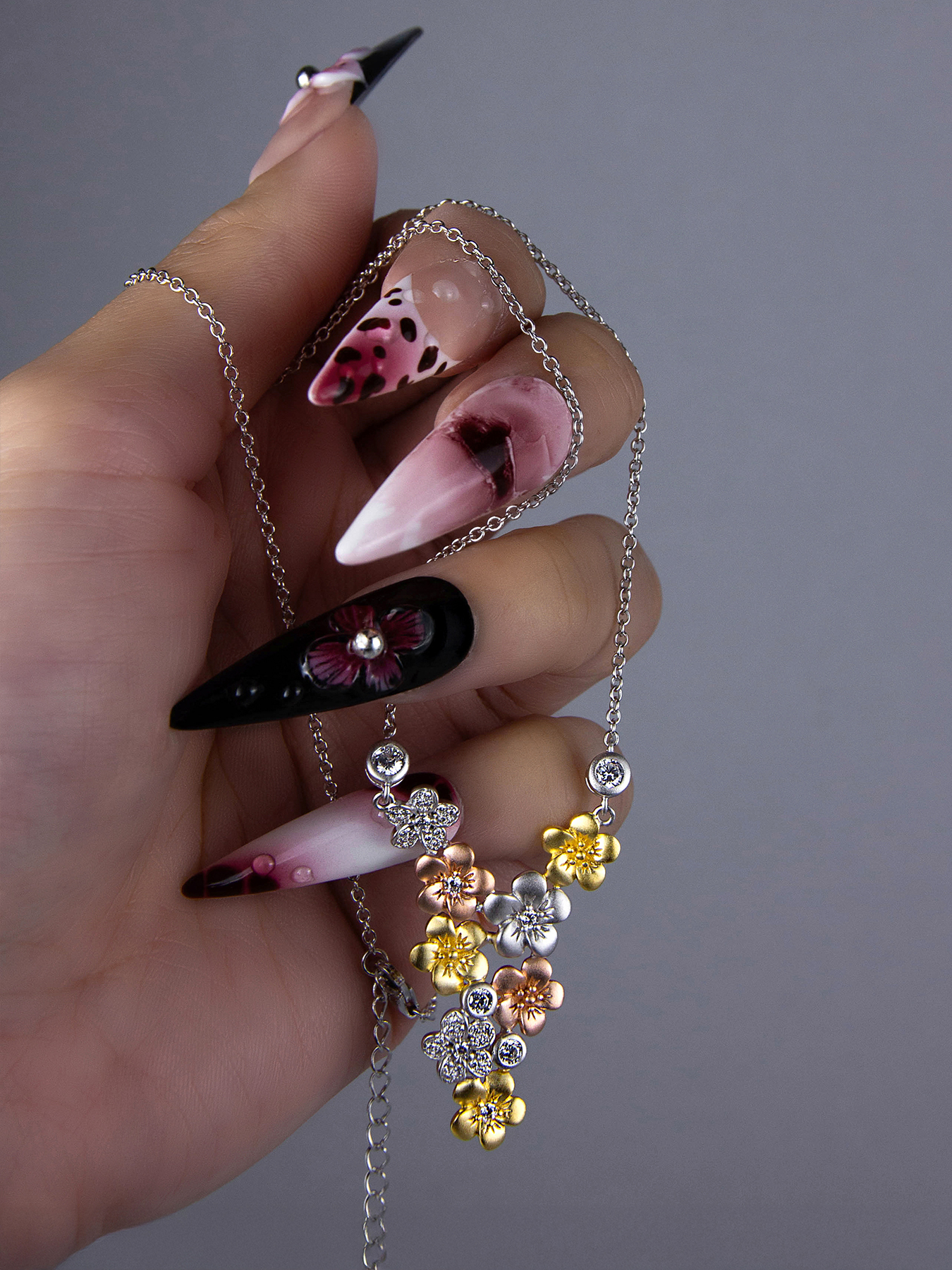 '512' Three-tone Necklace - Cherry Blossom Collection