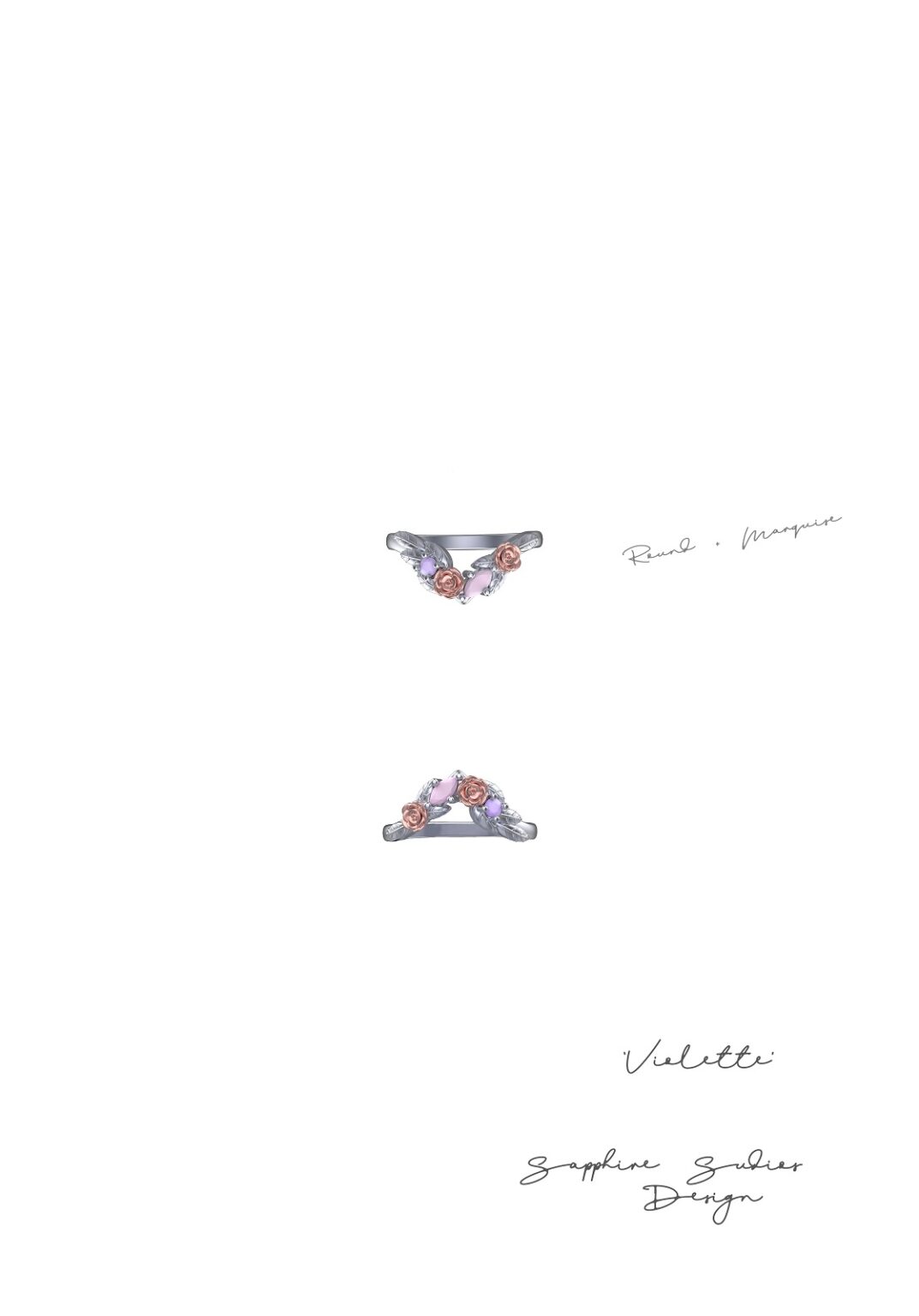 'Violette' Gold Chervon Floral Band