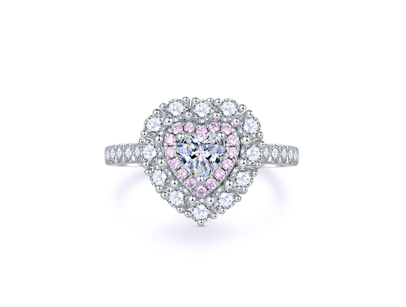 'Valeria' Heart Cut Certified GIA Diamond Halo Gold Ring