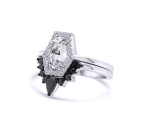 1.53ct Diamond Coffin Cut 14k White Gold Bridal Set